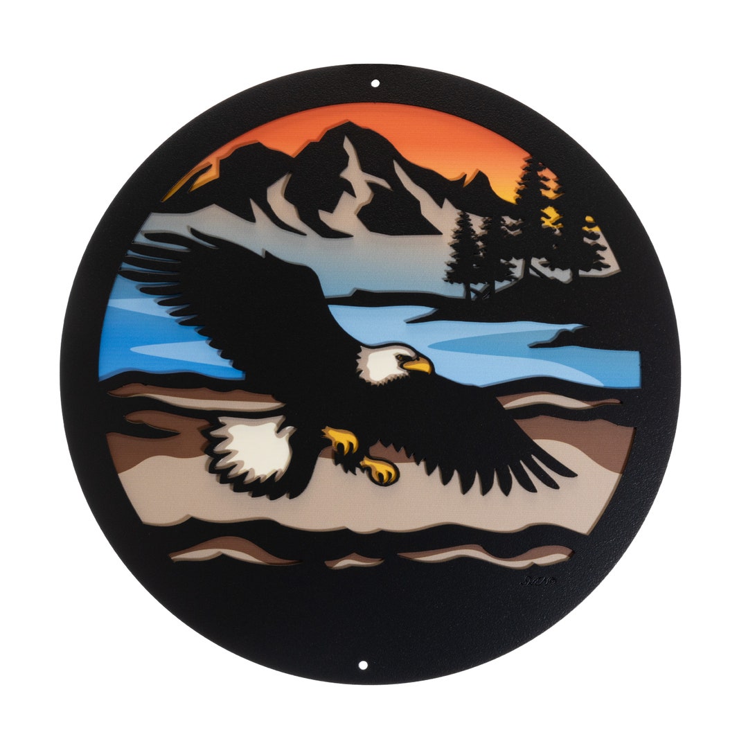 Hand Made Bald Eagle Scenic Art Wall Design - Etsy