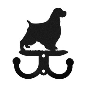 English Springer Spaniel Dog 2 Hook Black Metal Key Chain Leash Holder ...