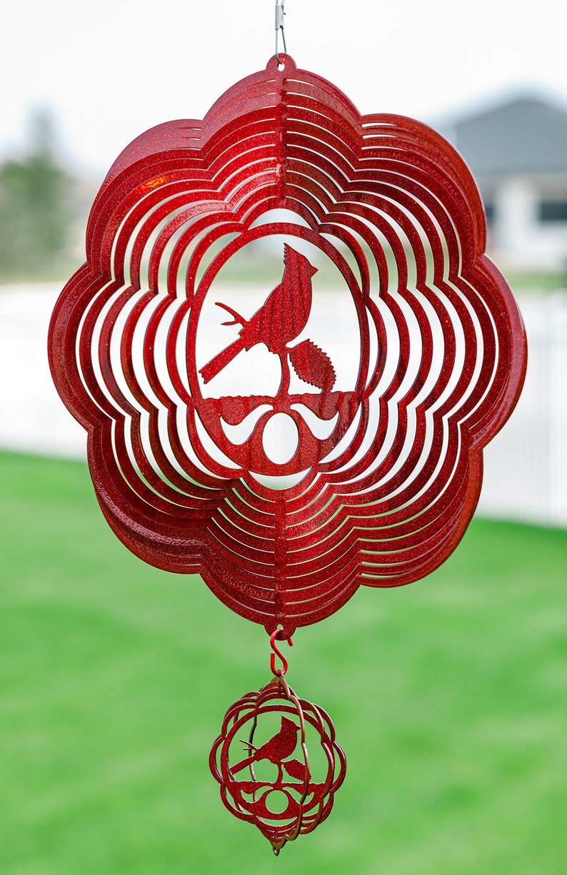 Cardinal Cloud Red Swirly Metal Wind Spinner - Etsy