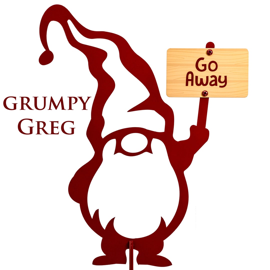 Hand Made Gnome Grumpy Greg Maroon Yard Art - Etsy