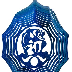 Fish Large Mouth Bass Blue Swirly Metal Wind Spinner - Etsy
