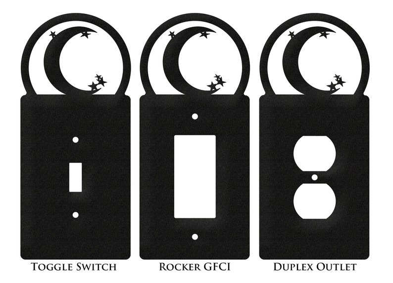 Crescent Moon and Stars Light Switch Double Plate Cover | Etsy