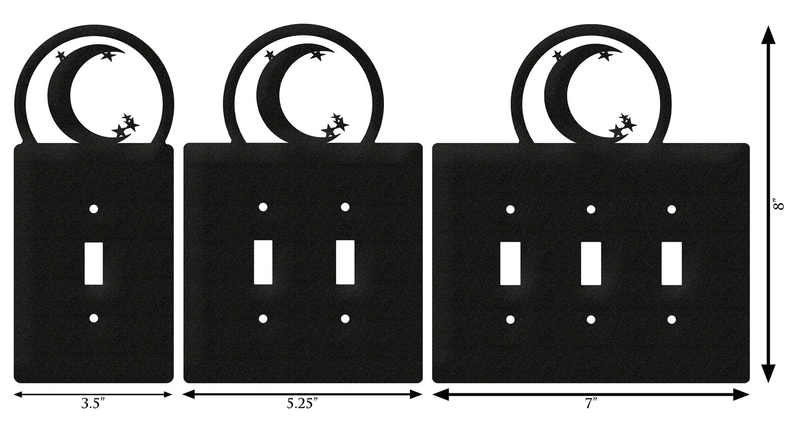 Crescent Moon and Stars Light Switch Triple Plate Cover - Etsy