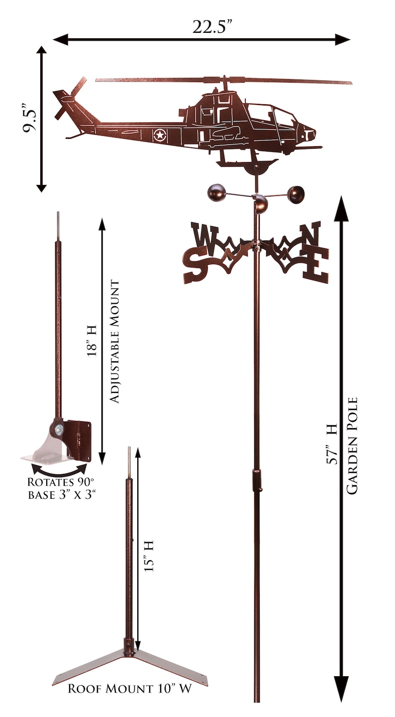 Hand Made Cobra Helicopter Weathervane New - Etsy