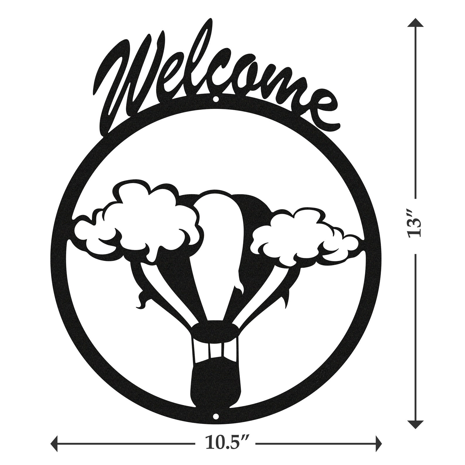 Hot Air Balloon Black Metal Welcome Sign - Etsy