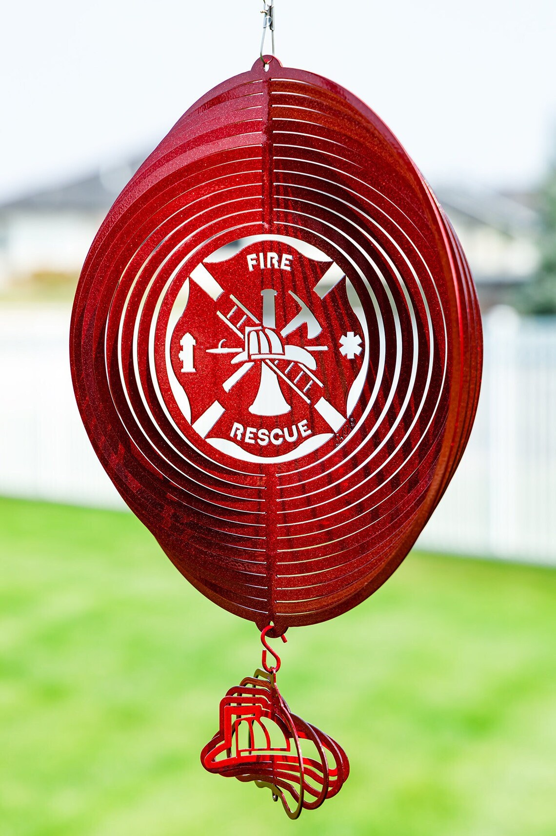 Fire Rescue Circle Red Swirly Metal Wind Spinner | Etsy