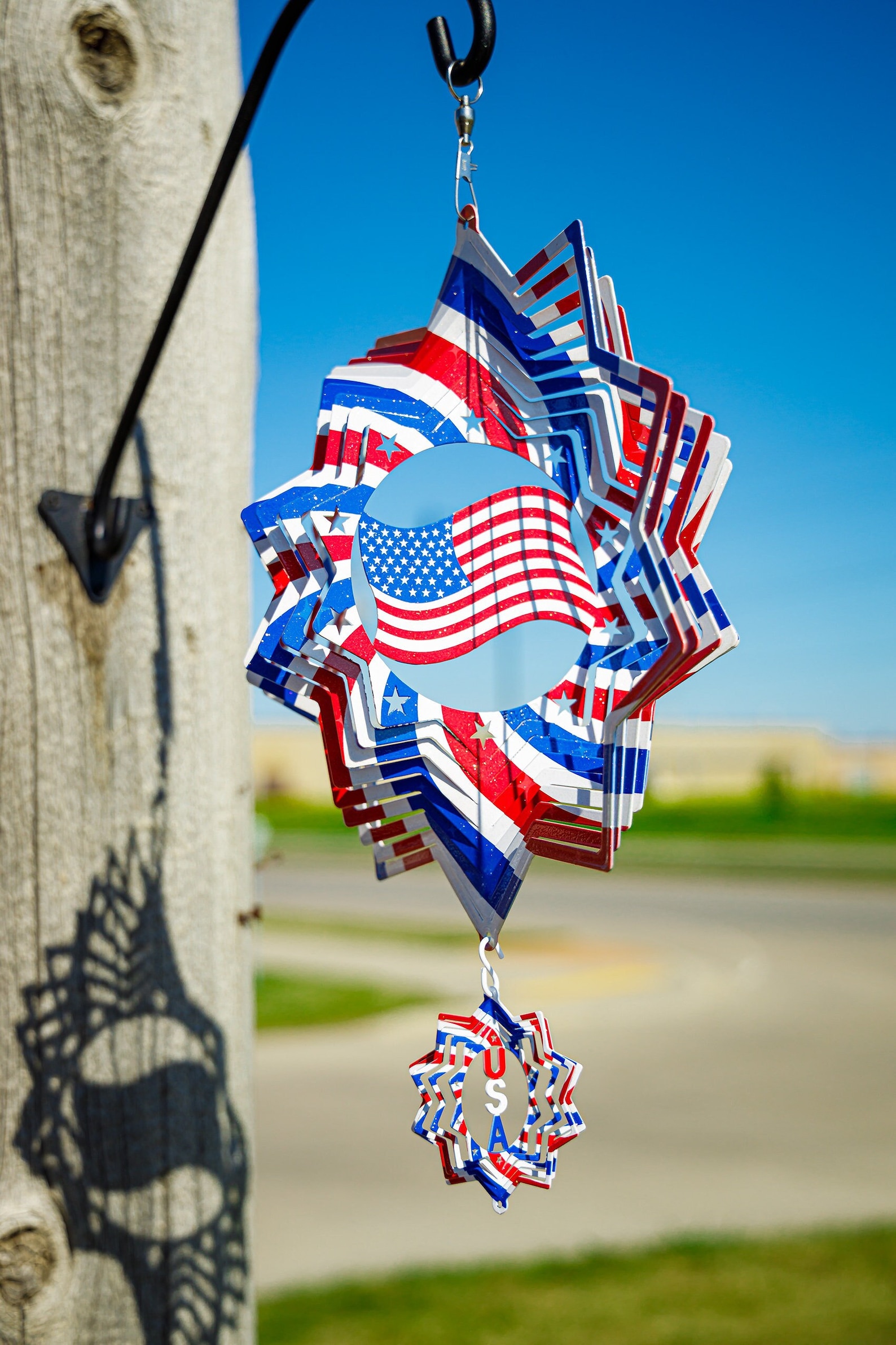 American Flag Multi Color Swirly Metal Wind Spinner - Etsy