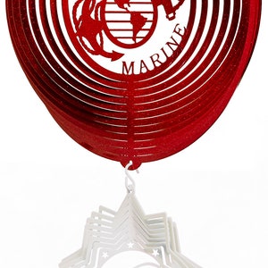 Armed Services US Marine Corp Marines USMC Circle Red Swirly Metal Wind ...