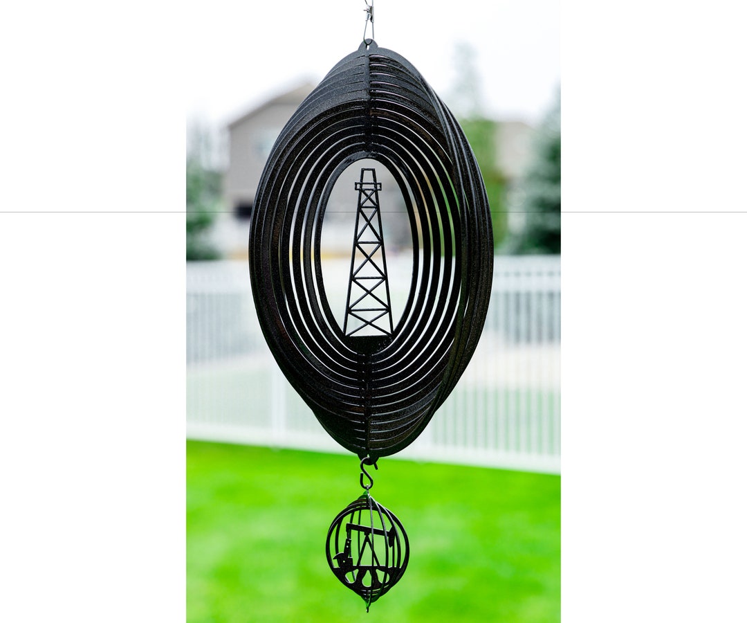 Oil Derrick Jack Rig Swirly Metal Wind Spinner - Etsy
