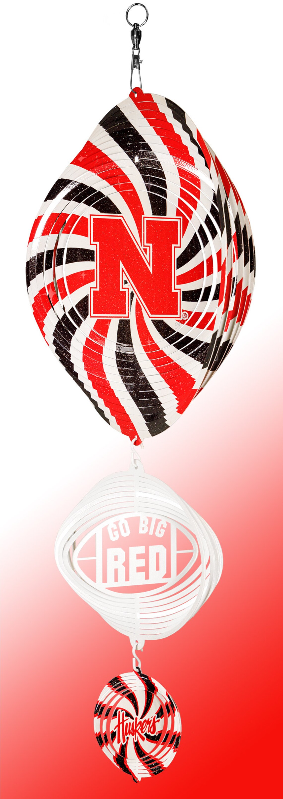 Nebraska Huskers Cornhuskers Go Big Red Multi Swirly Metal Wind Spinner ...