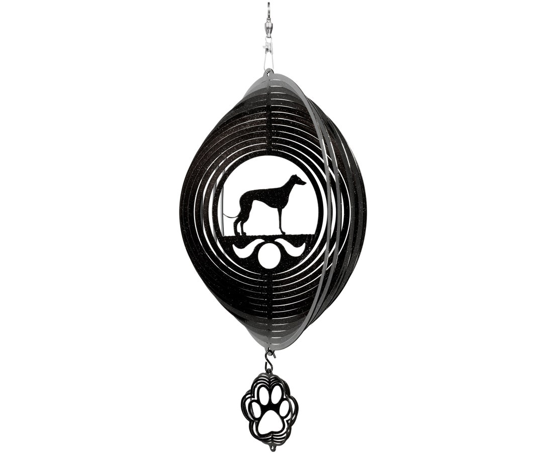Whippet Dog Circle Swirly Metal Wind Spinner - Etsy