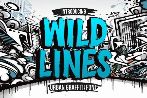Wild Lines Graffiti Font: Bold Urban Typeface (instant Download) - Etsy