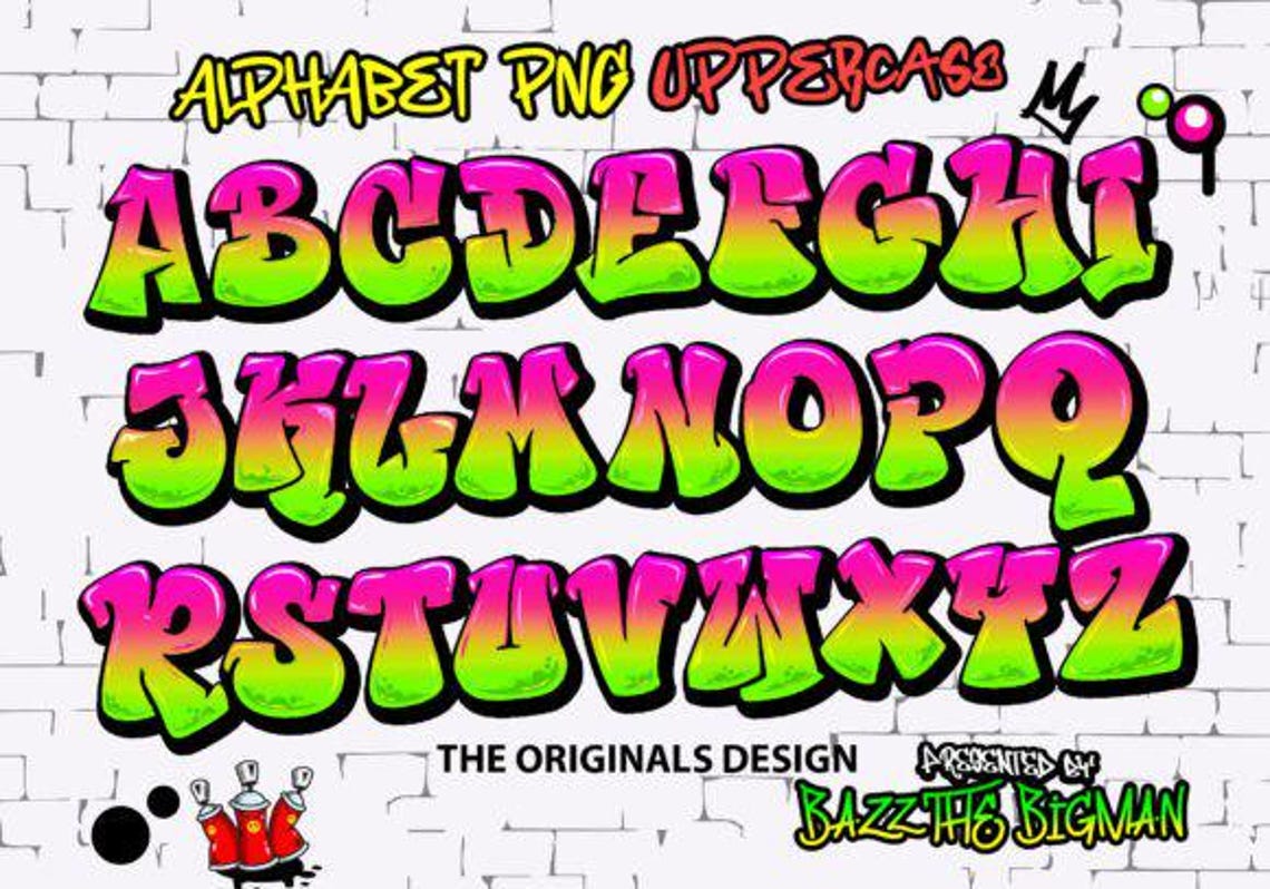 Sideways Pink Green Color Alphabet Letters & Numbers PNG File ...
