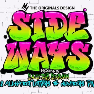 Sideways Pink Green Color Alphabet Letters & Numbers PNG File ...