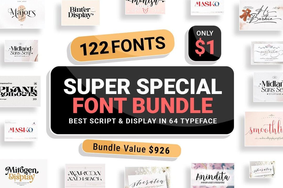 122 Fonts - Super Special Font Bundle - Etsy