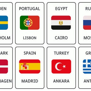 Countries and Capitals Flashcards | Geography Learning Printable ...