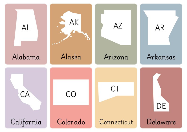 50 States & Capitals Flashcards – U.S. Geography Learning Cards for ...