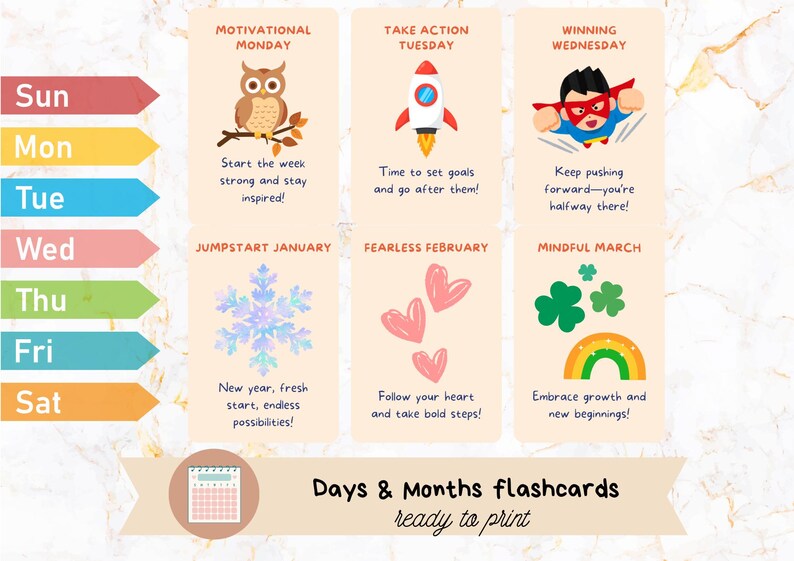 Days of the Week & Months of the Year Flashcards – Educational ...