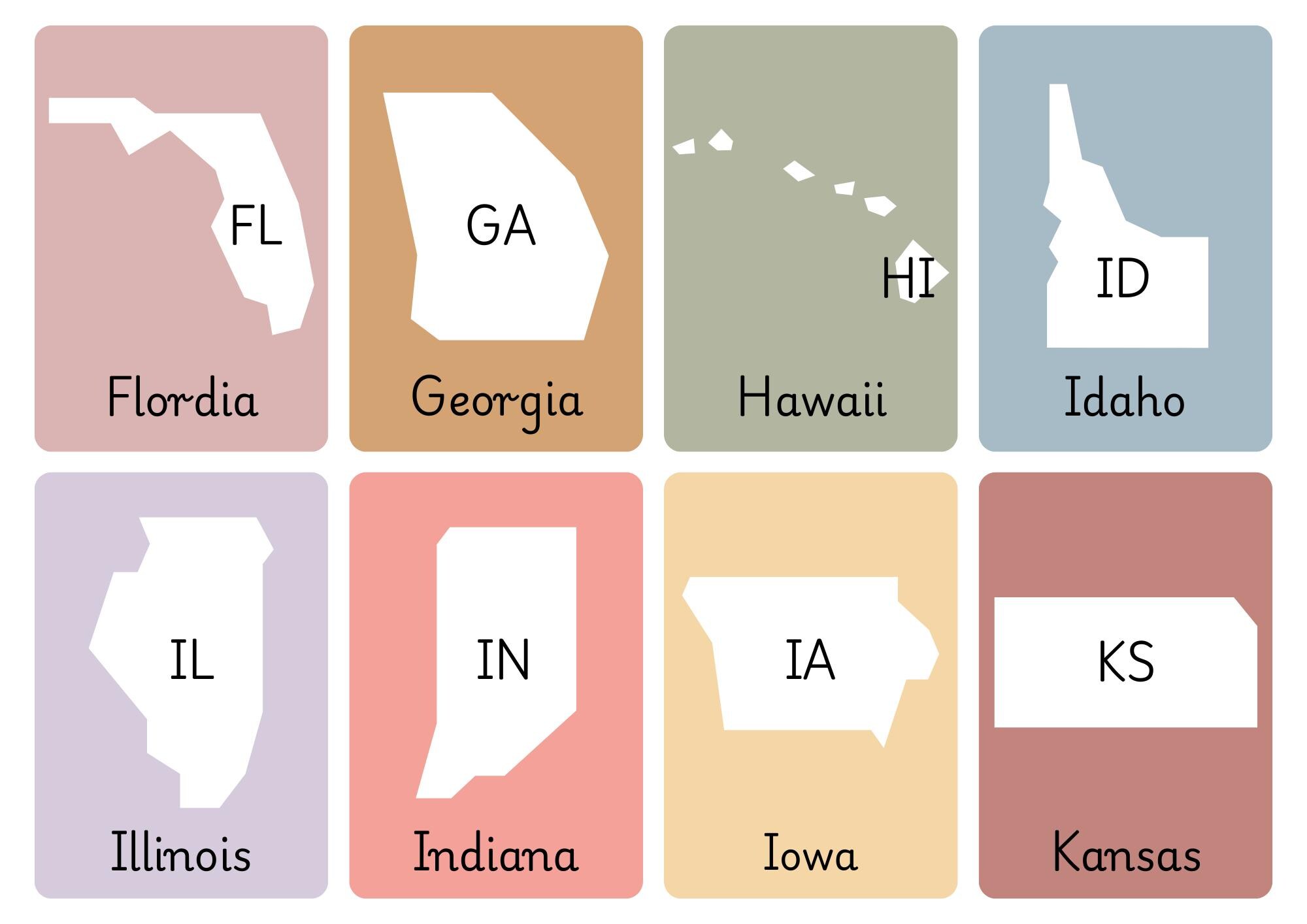 50 States & Capitals Flashcards – U.S. Geography Learning Cards for ...