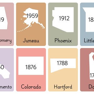 50 States & Capitals Flashcards – U.S. Geography Learning Cards for ...
