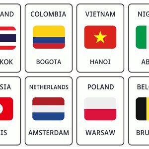 Countries and Capitals Flashcards | Geography Learning Printable ...