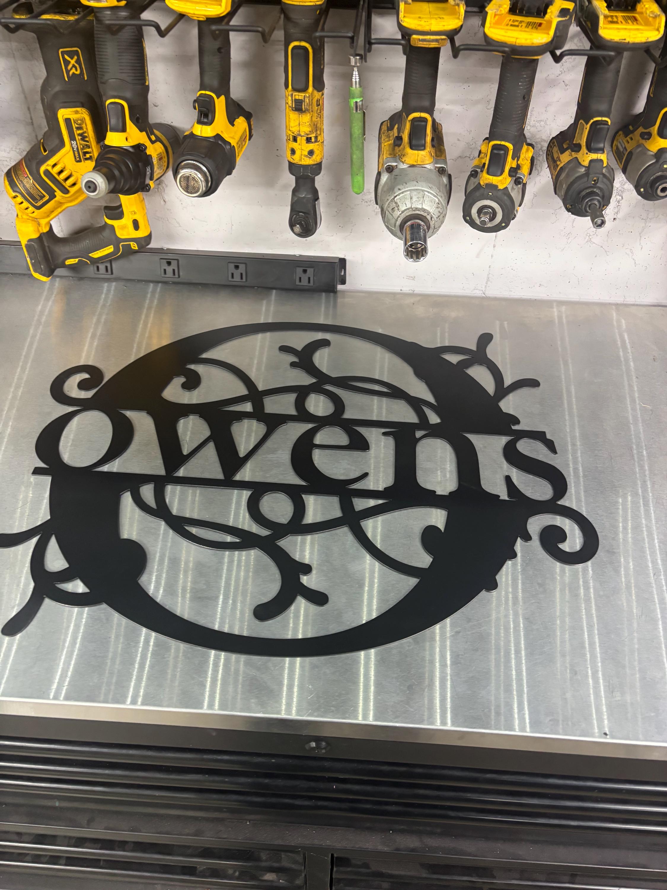 Custom Metal Split Monogram Sign: Steel Family Name Wall Art - Etsy