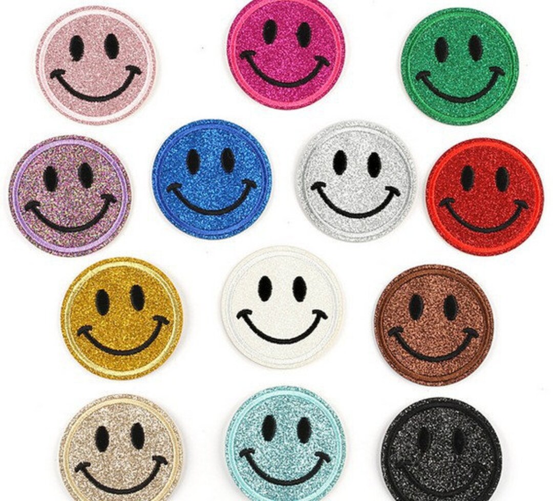 2.2" Glitter Smile Smiley Face 3M Self Adhesive Patch - Etsy
