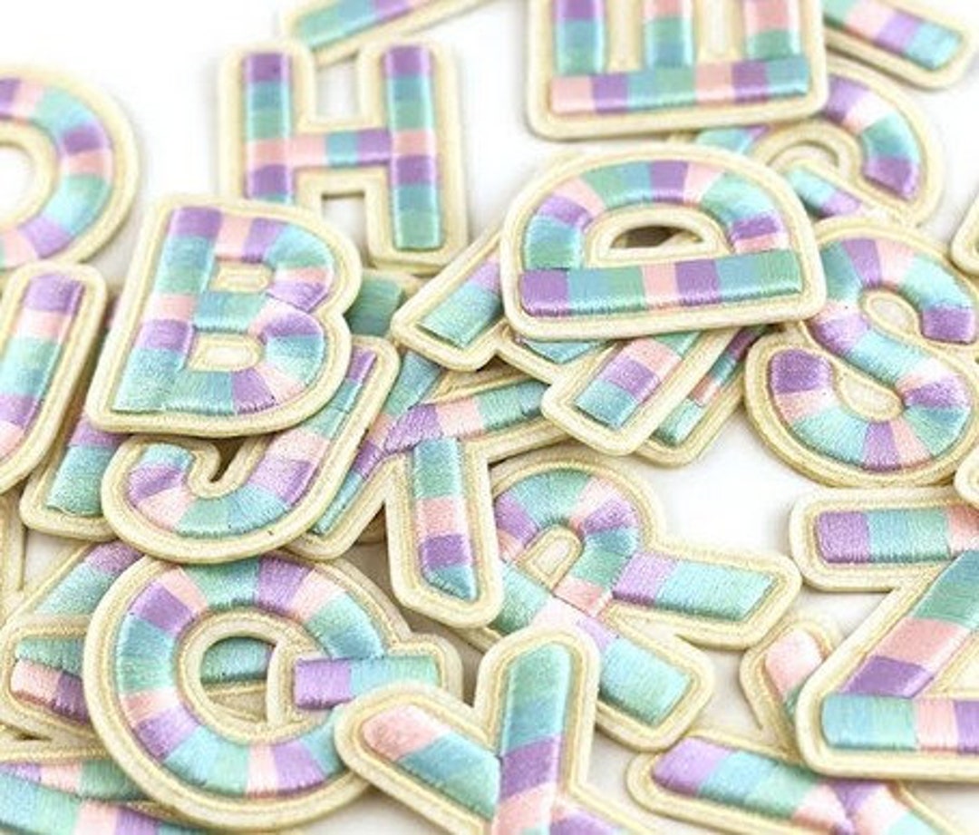 2.12" Pastel Rainbow Letters 3M Backing Self Adhesive Embroidery Stitch ...