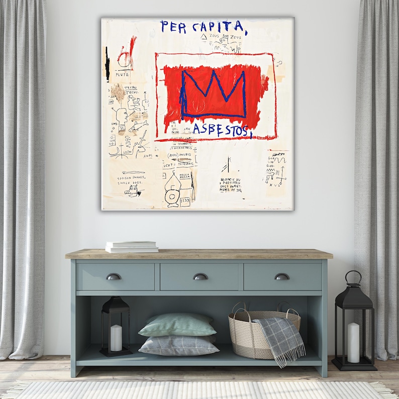 Basquiat Style Crown Graffiti Canvas Print Abstract Neo Expressionist ...
