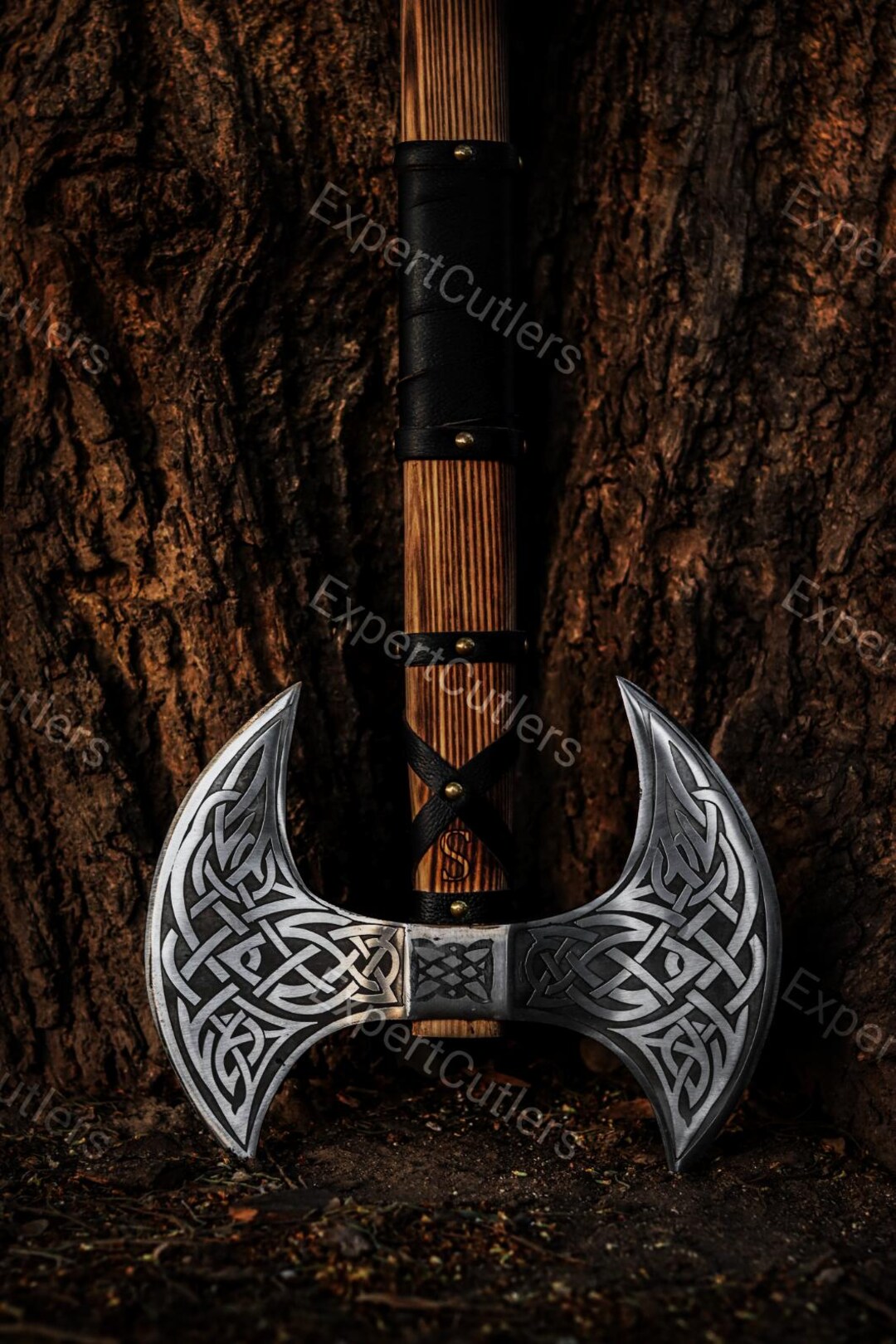 Hand Forged Double Headed High Carbon Steel Viking Axe, Long Axe ...