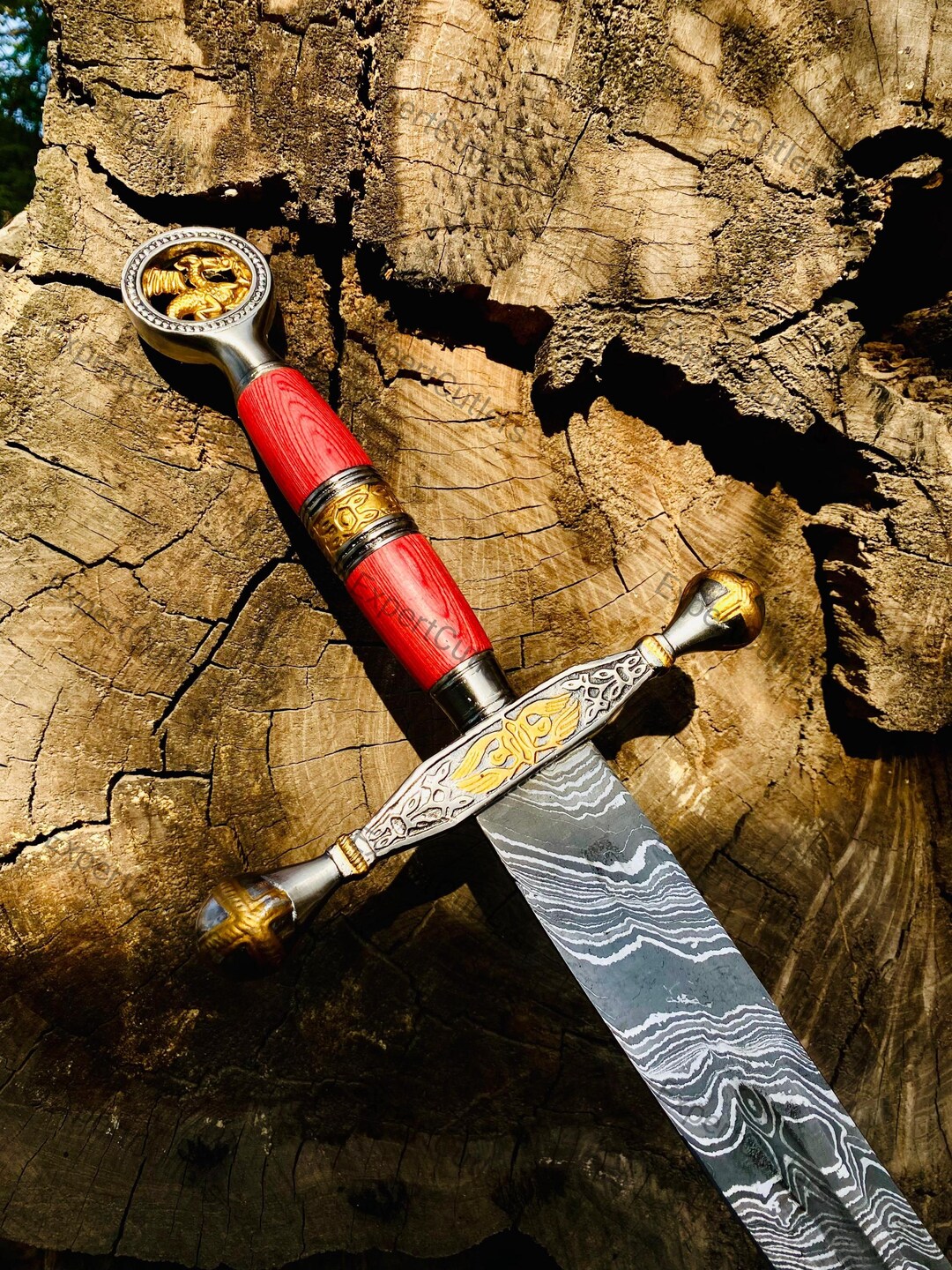 Handmade Templar Knights Sacred Holy Sword, Damascus Sword, Medieval ...