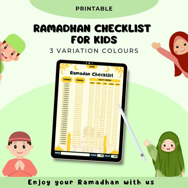 Ramadan Checklist for Kids - Etsy