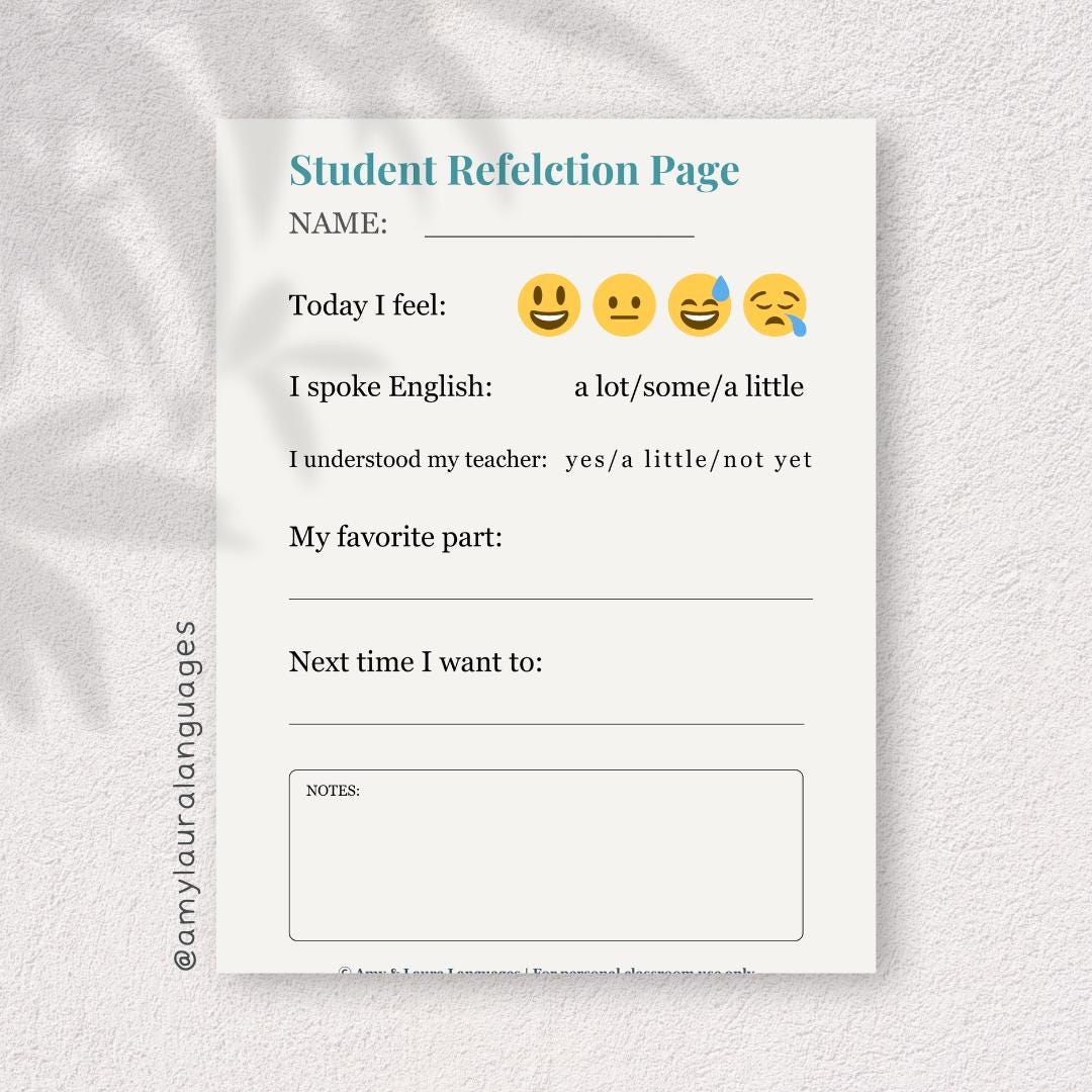 Student Self-reflection Sheet (ages 6–10) – Printable ESL & CLIL ...