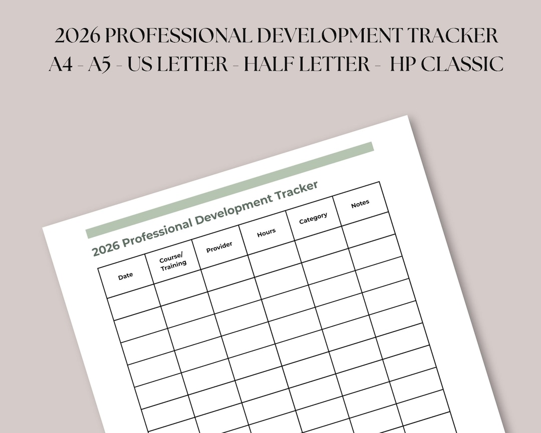 2026 Professional Development Tracker | Teacher Planner Printable | PD ...