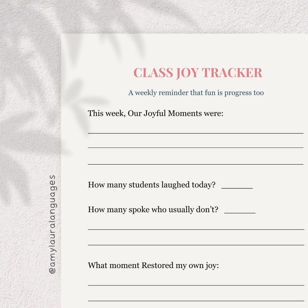 Class Joy Tracker – Printable ESL & CLIL Teacher Resource - Etsy