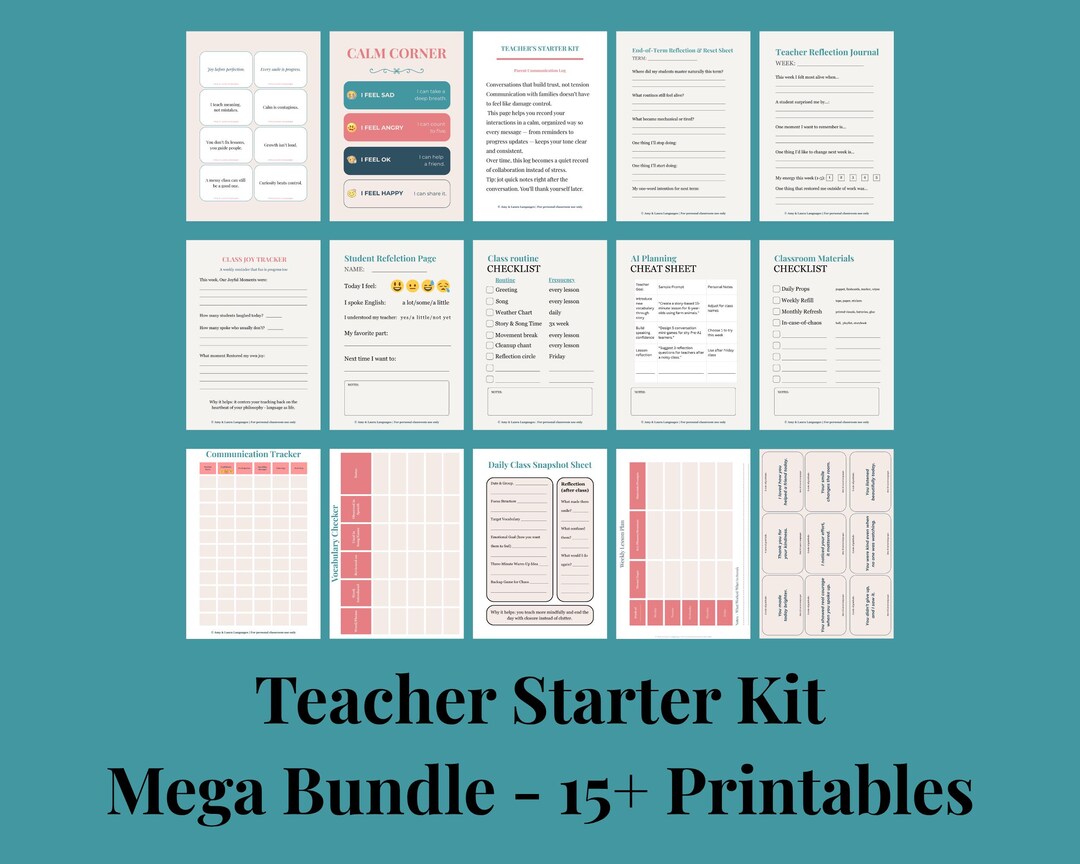 Teacher Starter Kit Mega Bundle – 15 Printable ESL & CLIL Teacher ...