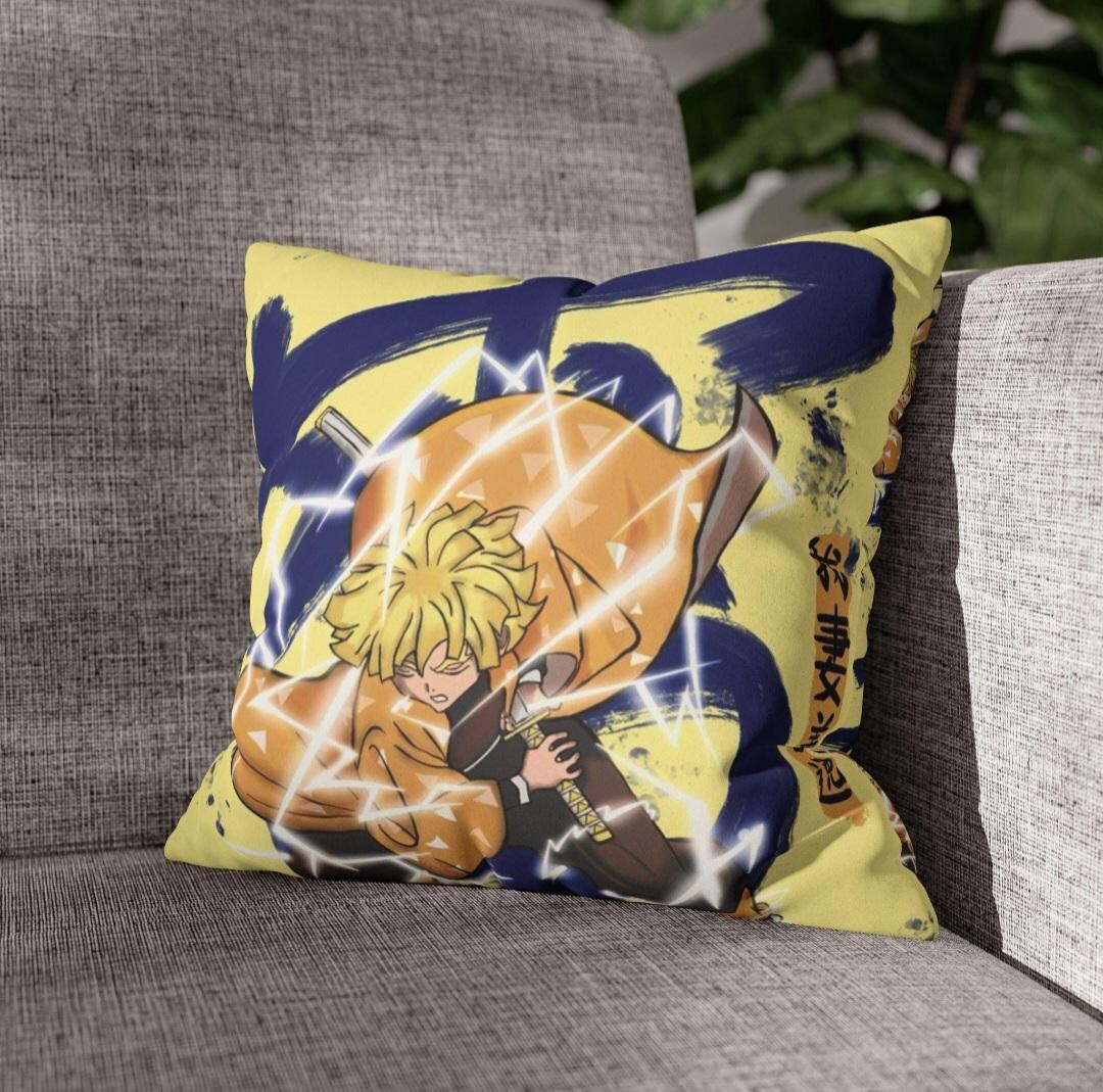 Zenitsu Anime Pillow, Thunder Demon Slayer Decor, Digital Art Home ...