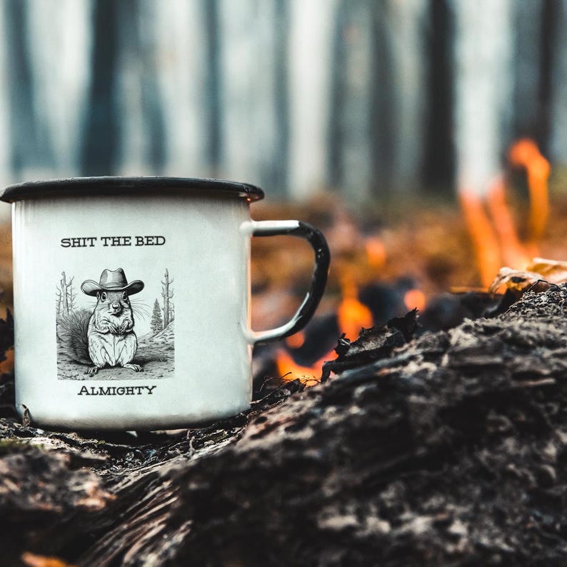 Funny Coffee Mug Shit the Bed Almighty Enamel Camp Cup, Created With AI ...