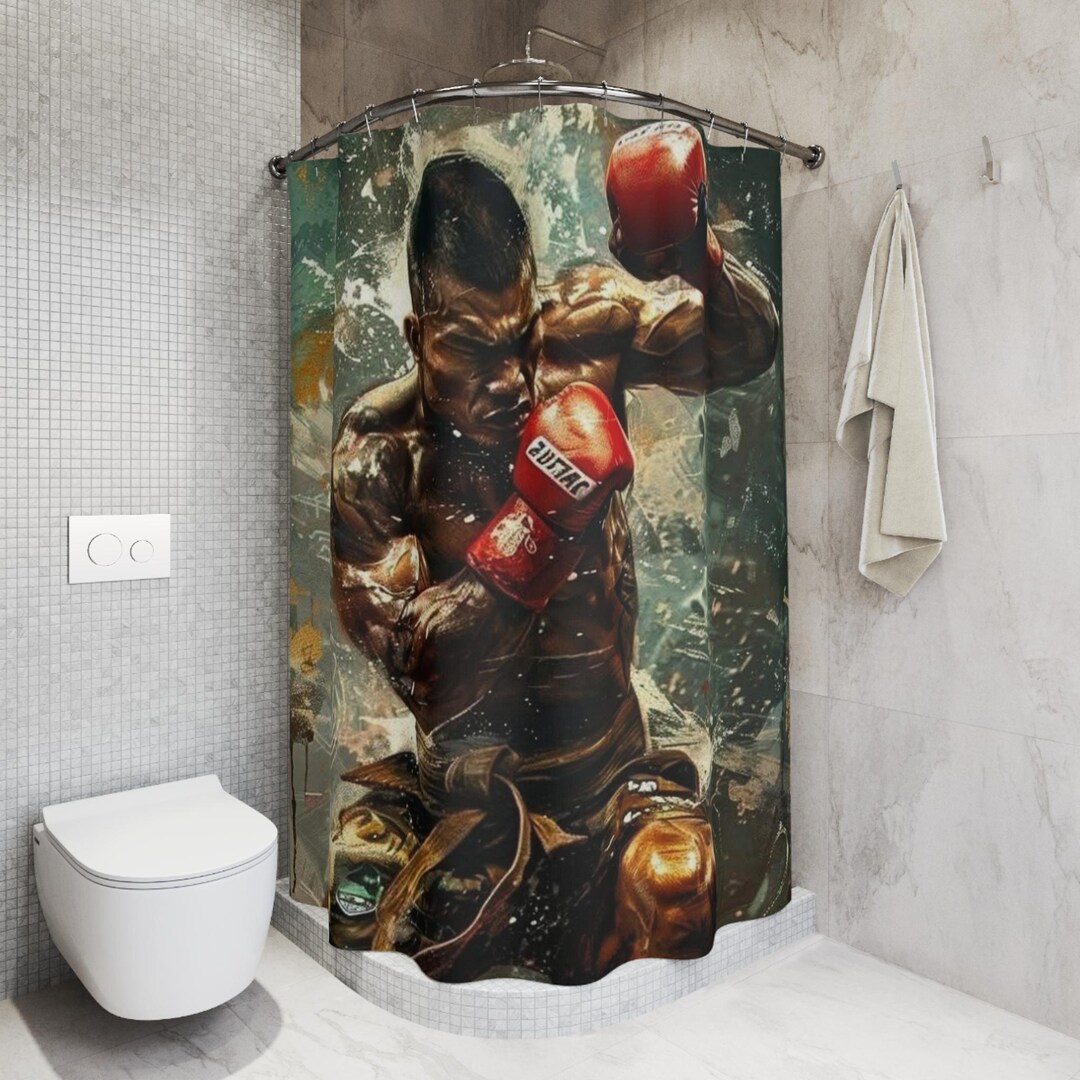 Boxing Shower Curtain, Sporty Bathroom Decor, Gift for Him, Gym Decor ...