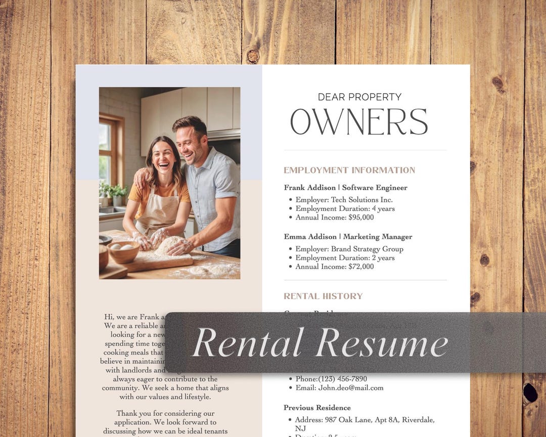 Rental Resume Template | Tenant Resume Word & Pages | Rental ...