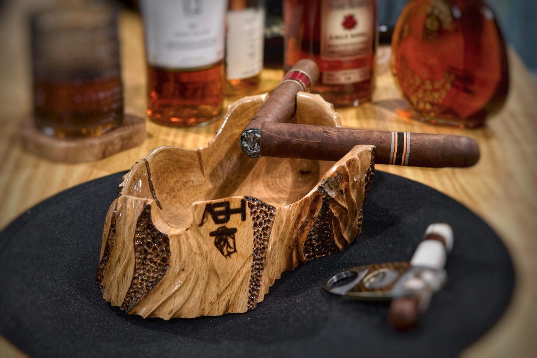 Cigar Ashtray/wooden Ashtray/handmade Ashtray/hand Carved/handmade ...