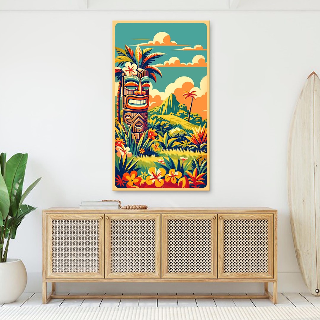 Vintage Tiki Art, Digital Download, Printable File Download, Retro Hula ...