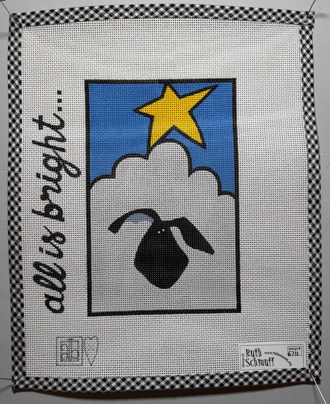 Handainted Needlepoint Canvas "all is Bright" by Ruth Schmuff, Artwork ...