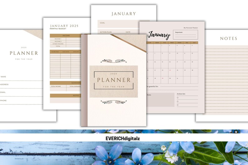 My Personal Planner for the Year | Simple Light Brown | Editable ...