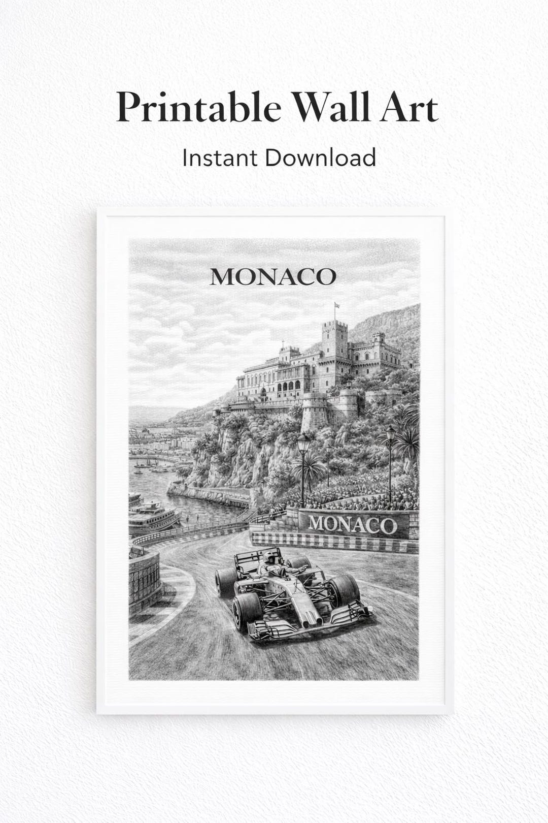 Monaco F1 Printable Wall Art – Formula 1 Racing Poster, Monaco Grand ...