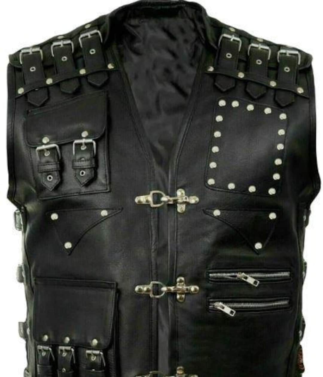 Men's Leather Vest - Bartender Vest - Genuine Handmade Sheep Leather ...