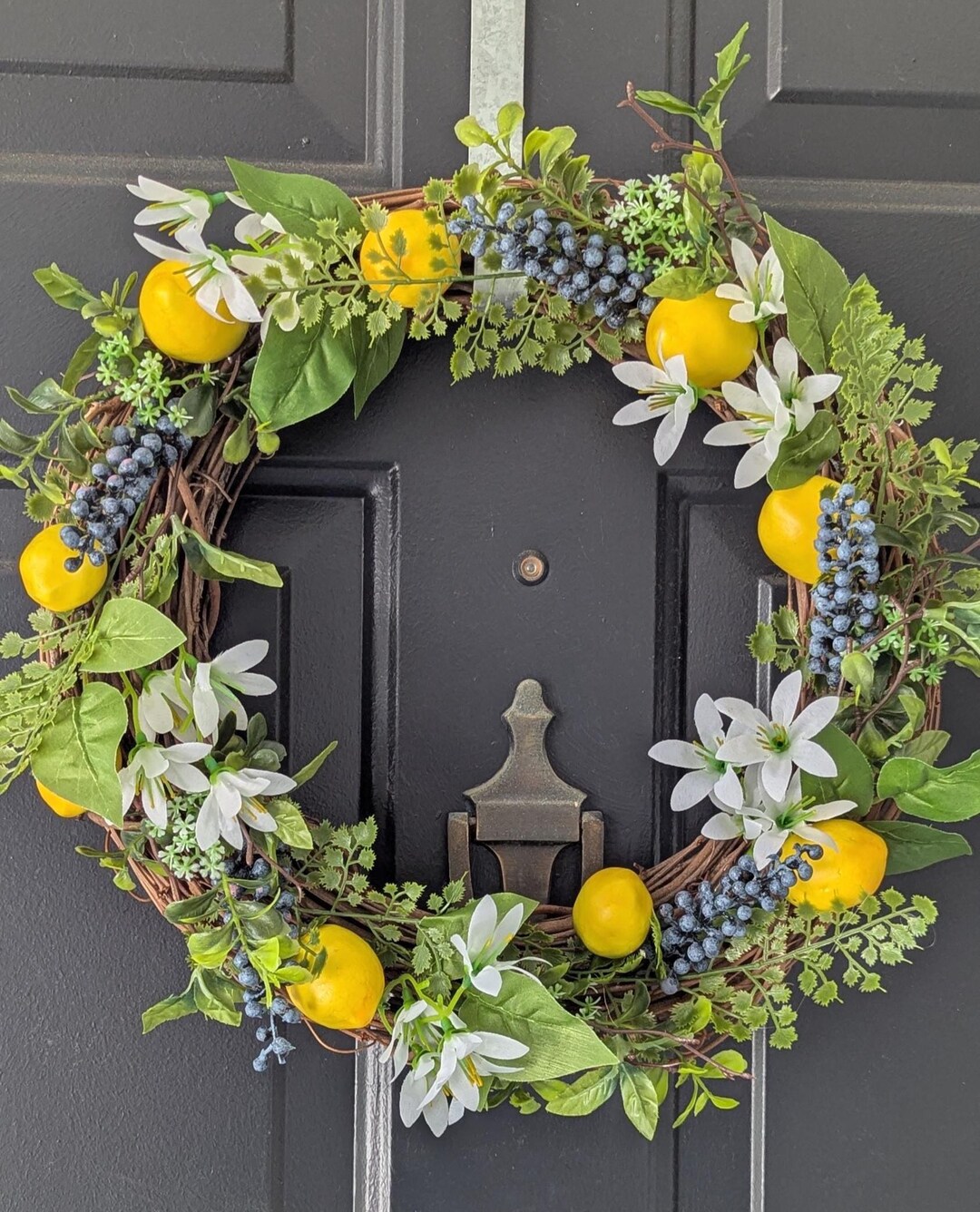 Lemon Blueberry Door Wreath | Spring Summer Home Decor - Etsy
