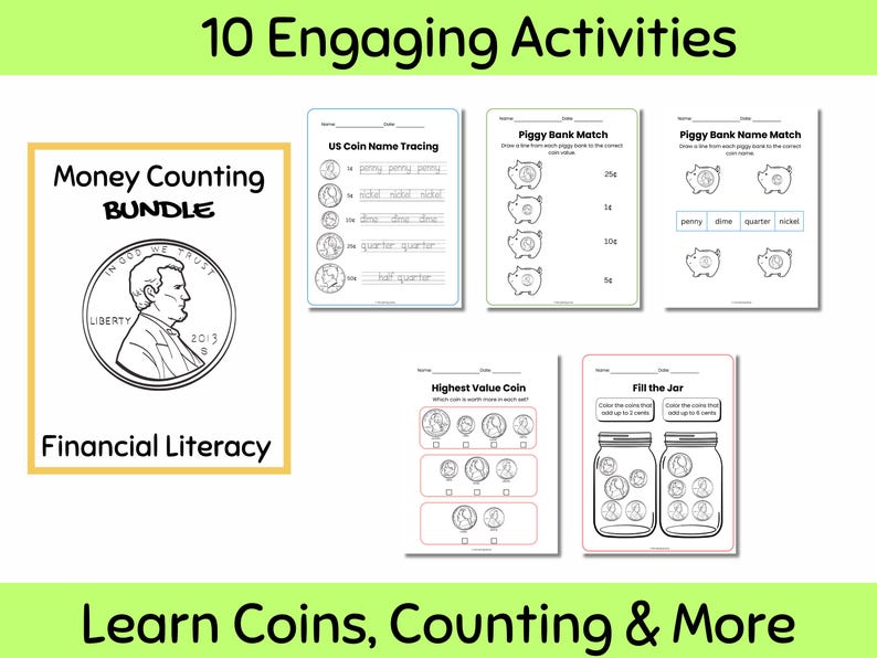 Kids Money Coin Activity, Kindergarten, First Grade, Math Game ...
