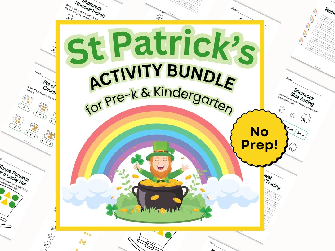 St Patricks Pre K & Kindergarten Activity Bundle| Pack | Tracing ...