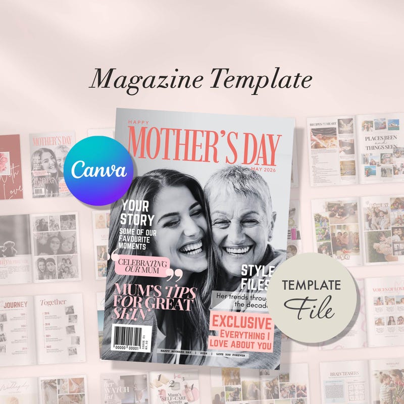 Birthday Magazine Template - Etsy